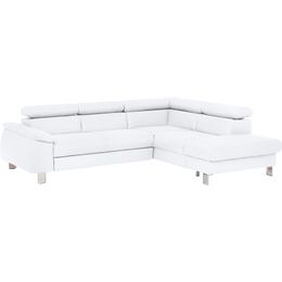 Ecksofa COTTA, B:249cm H:72cm T:100cm, wei&szlig;, Microfaser PRIMABELLE (100% Polyester);Kunstleder SOFTLUX;Feinstruktur (100% Polyester);Kunstleder