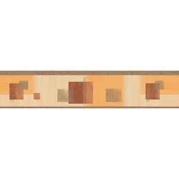 A.S. Cr&eacute;ation Bord&uuml;re &raquo;Only Borders&laquo; Motiv Retro gemustert leicht strukturiert Papier Wand Schr&auml;ge T&uuml;r Borte Wohnzimmer Schlafzimmer K&uuml;che Design gelb Papier B/L: 