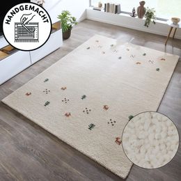 Wollteppich Theko, B:40cm H:14mm L:60cm, beige, Wolle, Wohnzimmer, Teppiche, "Gabbeh Motiv, Handgefertigt, Teppich, Tiermotiv, reine Wolle", reine