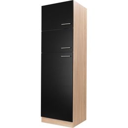 respekta K&uuml;hlumbauschrank &raquo;Merle&laquo; Breite 60 cm, T&uuml;ren wechselseitig anschlagbar, H&ouml;he 200 cm schwarz Eiche S&auml;gerau Nachbildung, B/H/T: 30cm x 200cm x 