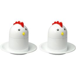 GSD HAUSHALTSGER&Auml;TE Eierk&ouml;pfer Kunststoff, Chicken-Design wei&szlig; Kunststoff Einheitsgr&ouml;&szlig;e