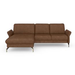 Sit & More sit&more Ecksofa &raquo;Fashion L-Form&laquo; wahlweise mit Kopfteilverstellung, Vorziehsitz, motorisch, Nickelf&uuml;&szlig;e braun B/H/T: 253cm x 84cm x 165cm, Luxus-