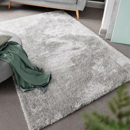 LUXOR living Hochflor-Teppich &raquo;Gela&laquo; rechteckig 45 mm H&ouml;he Uni Farben, weich und flauschig, ideal im Wohnzimmer & Schlafzimmer grau Polyester B : 