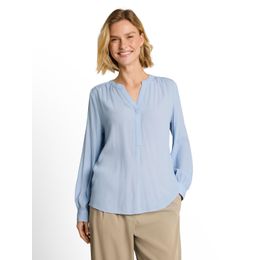 Tom Tailor Damen Langarmbluse "Regular", blau, Gr. 46, unifarben, Web, Obermaterial: 100% Viskose, Blusen, Sommerbluse im Tunika-Style - Viskose