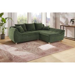 Jockenh&ouml;fer Ecksofa &raquo;Genua L-Form, B: 250 cm&laquo; mit 2 Zierkissen gr&uuml;n Cord: 100% Polyester B/H/T: 250cm x 92cm x 179cm, Cord, Ottomane beidseitigmontierbar