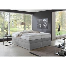 Westfalia Schlafkomfort Boxspringbett &raquo;Ibiza in den Breiten 160x200, 180x200cm & 200x200cm&laquo; grau Microvelours mit Bettkasten,mit Topper, Liegefl&auml;che B/L: 180cm x 200cm, 