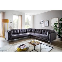 Trends by HG Wohnlandschaft &raquo;Landau U-Form&laquo; in Cord-Stoff mit Metallfu&szlig; grau B/H/T: 265cm x 75cm x 264cm, Microvelours, gleichschenklig