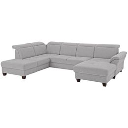 OTTO home Wohnlandschaft &raquo;Solvei U-Form&laquo; Sitztiefenverstellung und Federkern, wahlweise Kopfteilverstellung silber Struktur (100% Polyester);Luxus-
