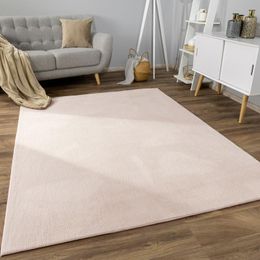Paco Home Teppich &raquo;Sevilla 521&laquo; rechteckig 16 mm H&ouml;he Kurzflor, Uni Farben, weich & kuschelig, Hoch-Tief Effekt, Wohnzimmer beige Polyester B : 120cm 1 Stk., 