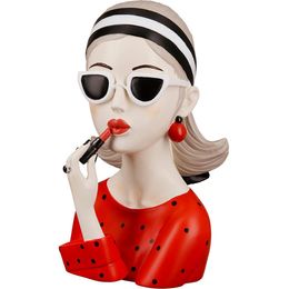 Dekofigur Gilde, B:17cm H:26cm T:17cm, bunt, Kunstharz, Wohnzimmer, Dekofiguren, "Figur Lady mit rotem Lippenstift", Gepunktetes Oberteil mit