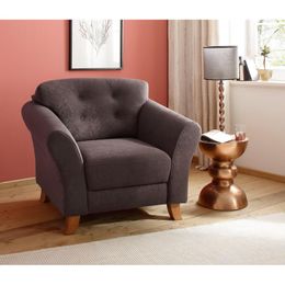OTTO home Sessel &raquo;Trondheim&laquo; mit Federkern, Knopfheftung im R&uuml;cken braun Struktur weich ( 97% Polyester, 3% Baumwolle);Luxus-Microfaser ALTARA NUBUCK 
