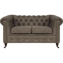 Home Affaire Chesterfield-Sofa &raquo;Aarburg&laquo; aufw&auml;ndige Knopfheftung und Ziern&auml;gel im Chesterfield-Design grau 100% Polyester B/H/T: 148cm x 77cm x 87cm, 