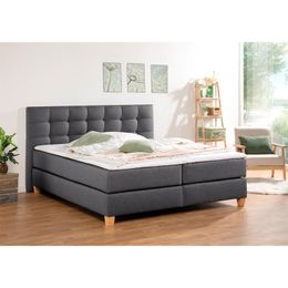 Home Affaire Boxspringbett &raquo;Moulay&laquo; inkl. Topper, in 3 H&auml;rtegraden, TFK auch in H&auml;rtegrad 4 grau Struktur, Liegefl&auml;che B/L: 160cm x 200cm Betth&ouml;he: 