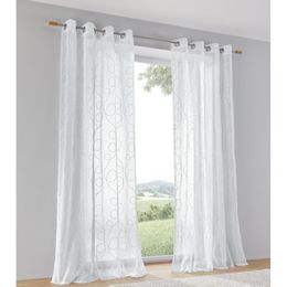 Kutti Vorhang &raquo;Jasmin Vorhang&laquo; &Ouml;sen 1 Stk. tlg. halbtransparent, leicht und luftig, bestickt wei&szlig; Polyester 225cm, &Ouml;sen, 135cm