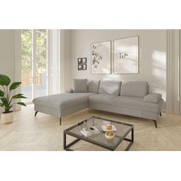 Sit & More Ecksofa SIT & MORE, B:247cm H:83cm T:171cm, beige, 100% Polyester, Wohnzimmer, Sofas, "Morris Jubi L-Form, B: 247 cm", mit Armteilfunktion & 1