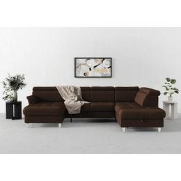 Sit & More sit&more Wohnlandschaft &raquo;Marano U-Form&laquo; inklusive Kopfteilverstellung, optional Schlaffunktion & Bettkasten braun 100% Polyester B/H/T: 304cm x 216cm,
