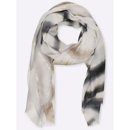 Heine Damen Modeschal, grau, gemustert, Polyester, Modet&uuml;cher