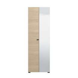 Home Affaire Garderobenschrank &raquo;Rathlin, Stauraumschrank, Flurschrank, ausziehbare Kleiderstange&laquo; Spiegelt&uuml;r, Gesamtbreite 64 cm, drei Regale beige 