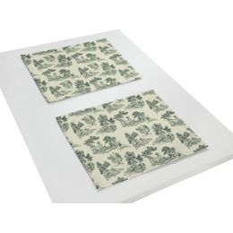 Adam Platzset &raquo;Good Old Days&laquo; GOTS organic,zertifiziert durch CERES 0242Made in Germany gr&uuml;n Obermaterial: 100% Baumwolle B/L: 40cm x 40cm, 2 Stk., Bio-