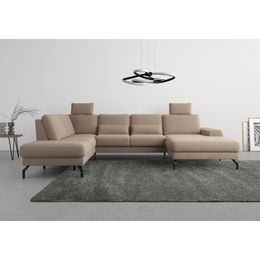Sit & More sit&more Wohnlandschaft &raquo;Cinturo U-Form&laquo; inklusive Sitztiefenverstellung und Federkern, Sitzh&ouml;he 48 cm grau B/H/T: 345cm x 91cm x 226cm, Soft clean,