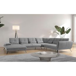 OTTO home Wohnlandschaft &raquo;Mikado U-Form&laquo; inkl. Sitztiefenverstellung und Armteilverstellung silber 100% Polyester B/H/T: 376cm x 88cm x 297cm, 