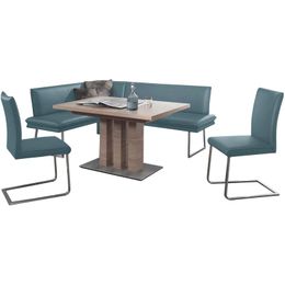 K+w Komfort & Wohnen K+W Komfort & Wohnen Essgruppe &raquo;Santos III&laquo; 4 Stk. tlg. gepolsterte Eckbank und St&uuml;hle, langer Schenkel rechts oder links blau B/H/T: 158cm x 86cm x 
