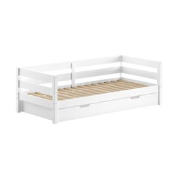Vipack Funktions-Kojen Bett mit Umrandung, Rolllattenrost und Bettschublade, Liegefl&auml;che 90 x 200, Ausf. Wei&szlig; lackiert