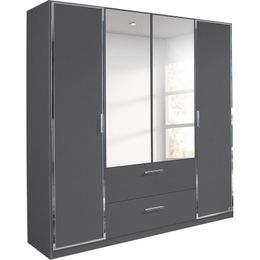 Rauch Dreht&uuml;renschrank &raquo;Marl&laquo; mit eleganten Chromgriffen sowie Aufleistungen grau Holzwerkstoff B/H/T: 181cm x 197cm x 54cm