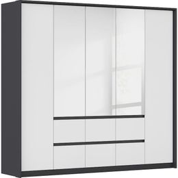 Rauch Dreht&uuml;renschrank &raquo;Mainz mit Spiegel und Passepartout&laquo; optional mit Beleuchtung, Au&szlig;ent&uuml;ren mit Push-to-Open Funktion grau Holzwerkstoff B/H/T: 