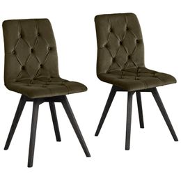 OTTO home Esszimmerstuhl &raquo;Rania&laquo; (Set) 2 Stk.mit Massivholzbeinen gr&uuml;n Holzwerkstoff, Massivholz, Polyester B/H/T: 45cm x 91cm x 55cm, 2 Stk., 