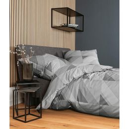Janine Bettw&auml;sche &raquo;J. D.&laquo; 3 Stk. mit Reissverschluss grau Mako-Satin, Obermaterial: 100% Baumwolle B/L: 200cm x 220cm, 1 Stk., 2 Stk., Mako-Satin, B/L: 80cm 