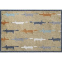 Fu&szlig;matte &raquo;Running Mr Fox Multi&laquo; rechteckig 9 mm H&ouml;he bunt Baumwolle B : 60cm 1 Stk., 9mm, L: 85cm