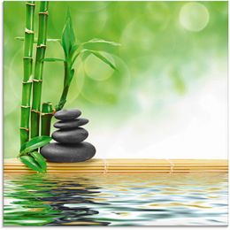 Artland Glasbild &raquo;Spa Konzept Zen Basaltsteine&laquo; Zen 1 Stk. tlg. in verschiedenen Gr&ouml;&szlig;en gr&uuml;n B/H/T: 20cm x 20cm, Glasbild Zen, 1 Stk.