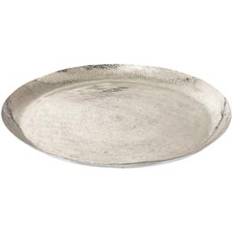 Creativ deco Dekoteller &raquo;Weihnachtsdeko&laquo; schimmernde Oberfl&auml;che silber Metall &Oslash; 39cm