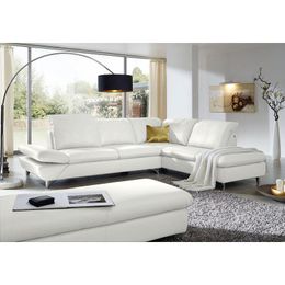 W.Schillig Ecksofa &raquo;Taoo, elegant und zeitlos, bequem, L-Form, Breite 296cm&laquo; mit Sitziefenverstellung & Kopfteilverstellung wei&szlig; Longlife Xtra-Leder 