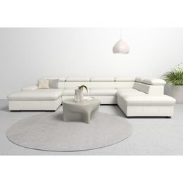 OTTO home Wohnlandschaft &raquo;Alberto U-Form&laquo; mit Kopfteilverstellung, wahlweise mit Schlaffunktion wei&szlig; Luxus-Microfaser in Lederoptik (100% Polyester);
