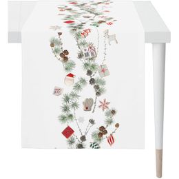 Apelt Tischl&auml;ufer &raquo;3711&laquo; wei&szlig; Baumwolle, Polyester B/L: 140cm x 46cm, 1 Stk.