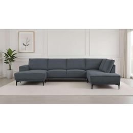 OTTO home Wohnlandschaft &raquo;OLAND Cord U-Form, XXL, B: 345 cm, Skandi-Design&laquo; U-Form, 345 cm, Wellenunterfederung, Skandi-Design, Metallf&uuml;&szlig;e grau 92%PES