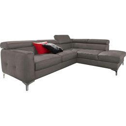 COTTA Ecksofa &raquo;Sammy L-Form&laquo; mit Kopfteilverstellung, wahlweise mit Schlaffunktion & Bettkasten grau Microfaser Primabelle (100% Polyester);Die 