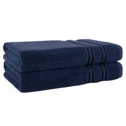 HAMMETEX Duschtuch &raquo;2er Set Badet&uuml;cher 70x140 cm, 100% Baumwolle, Weich & Saugstark&laquo; mit Bord&uuml;re, einfarbig, weich blau Frottier, Baumwolle B/L: 