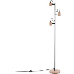 Paco Home Stehlampe &raquo;ACHIM&laquo; E27 LED Stehlampe Wohnzimmer Schlafzimmer Deko Modern Zeitlos Holz E27 schwarz &Oslash; 23,5cm H: 158cm