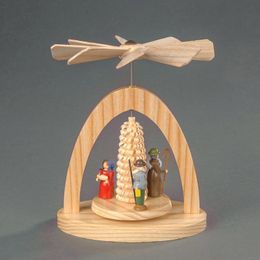 Albin Preissler Weihnachtspyramide &raquo;W&auml;rmespiel Christi Geburt, Handwerkskunst aus dem Erzgebirge&laquo; Weihnachtsdeko aus Holz beige Massivholz 13cm