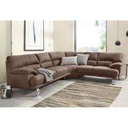 Trendmanufaktur Ecksofa &raquo;Cecilia II, in italienischen Design, bequem, hoher Sitzkomfort, L-Form&laquo; extrabreite Armlehnen f&uuml;r noch mehr Sitzkomfort braun