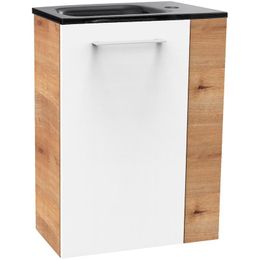 Fackelmann Waschtisch &raquo;SBC&laquo; Set, bestehend aus Becken und Unterbau, Breite ca. 45 cm braun Glas, Holzwerkstoff B/H/T: 45cm x 61,5cm x 25cm