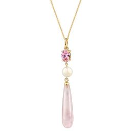 Firetti Damen Kette mit Anh&auml;nger &raquo;Schmuck Geschenk Silber 925 Halsschmuck Halskette Tropfen&laquo; mit Mondstein, Rosenquarz, Zirkonia (synth.) Silber 925 (