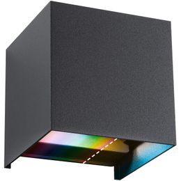 Paulmann LED Au&szlig;en-Wandleuchte &raquo;Outdoor 230V Cybo RGBW Zigbee 2000-6500K anthrazit&laquo; 1 Stk. Tageslichtwei&szlig; Zigbee RGBW grau 2, H: 10cm, 1 Stk.