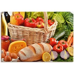 Artland Leinwandbild &raquo;Gesund Leben - Obst und Gem&uuml;sekorb&laquo; Lebensmittel 1 Stk. tlg. auf Holzrahmen gespannt bunt Leinwand B/H/T: 100cm x 70cm, Leinwandbild 