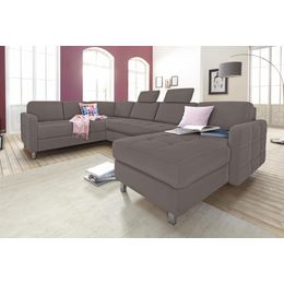Sit & More Wohnlandschaft SIT & MORE, B:292cm H:80cm T:87cm, grau, Struktur (100% Polyester);Kunstleder SOFTLUX;Luxus-Microfaser ALTARA NUBUCK (100% Polyester),