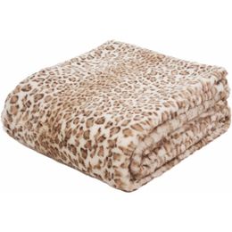 G&ouml;zze Wohndecke &raquo;Leopard&laquo; mit Leopardenmuster, Kuscheldecke wei&szlig; Kunstfaser B/L: 150cm x 200cm