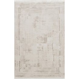 Sehrazat Teppich &raquo;Diamond 7830, auch als L&auml;ufer&laquo; rechteckig 8 mm H&ouml;he Kurzflor, Vintage, Viskose, leichter Glanz, mit Fransen, Wohnzimmer beige Polyester, 